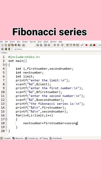 Fibonacci series in C language - YouTube