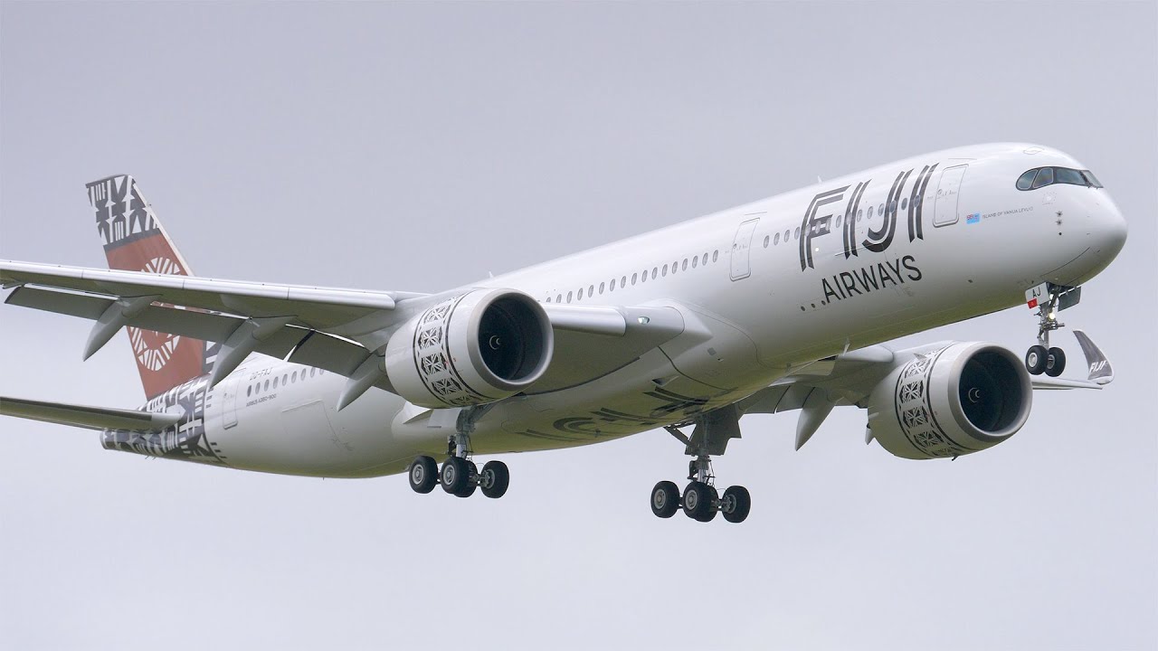 [4K] INAUGURAL Fiji Airways A350-900 Landing | Auckland Airport Plane ...