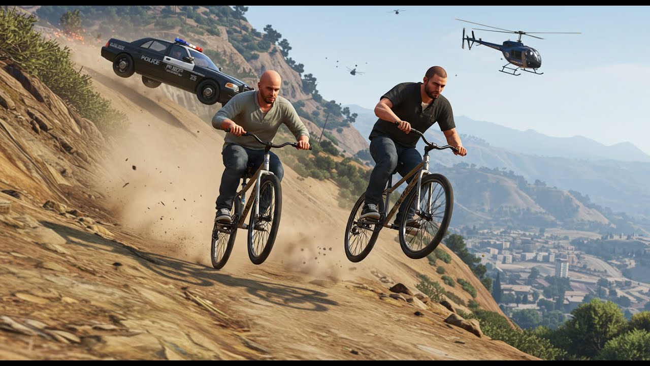 We Challenged The Cops On Bicycles - Hilarious Wipeout! | GTA V Split ...
