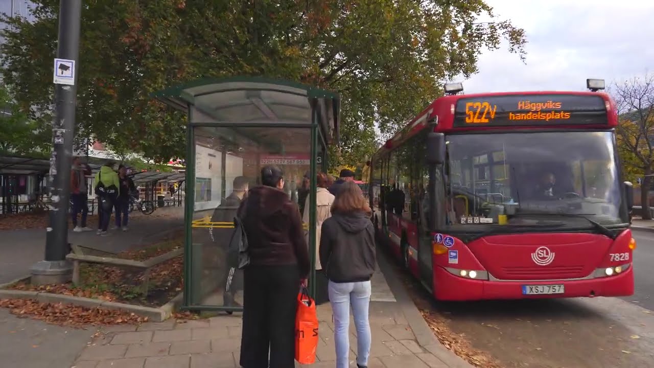 Sweden, Stockholm, bus 522 ride from Sollentuna station to Stinsen ...