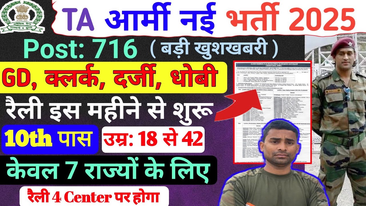 TA Army New Vacancy 2025 Out 🔥 TA Army Rally Bharti 2025 ! TA Rally ...