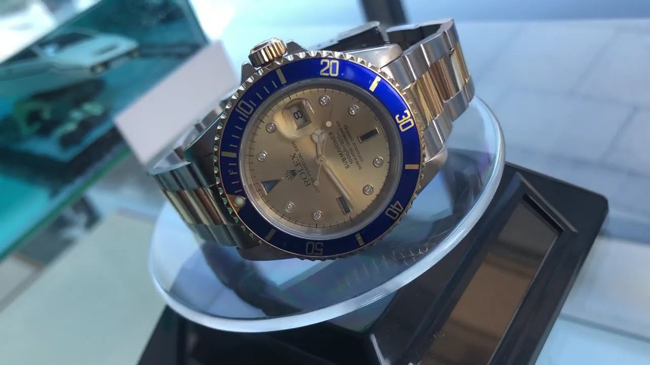 ROLEX SUBMARINER SERTI 11613 DIAMOND TWO TONE 18K GOLD STEEL 1989 MENS ...