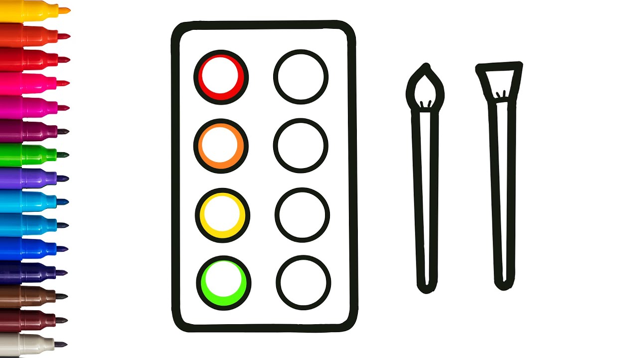 How to Draw Colour palette Drawing Easy Step by Step for Kids, Toddlers ...