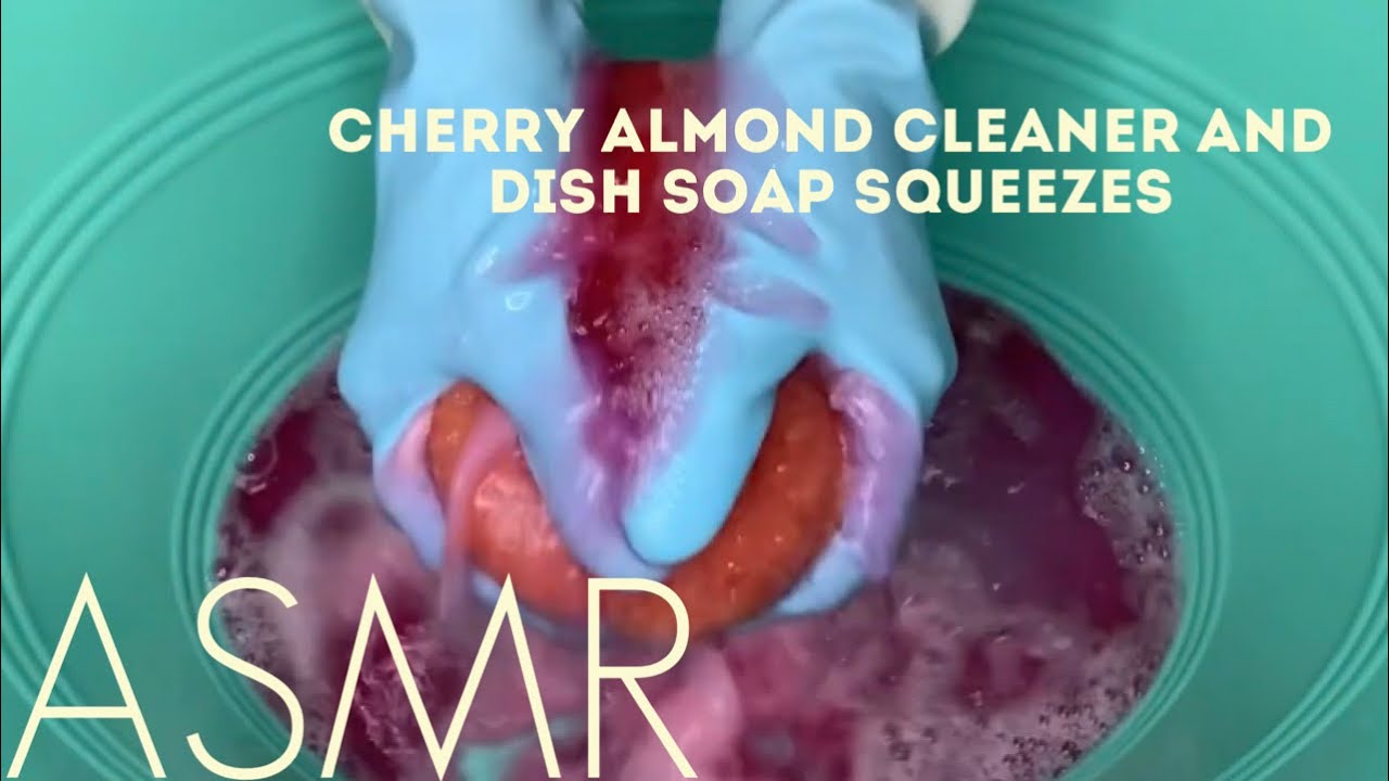 ASMR | Cherry🍒 Almond Cleaner & Dish Soap Squeezes - YouTube