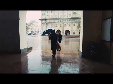 Walk in the rain in Minsk (Binaural City Sounds) 4k Rain Ambience