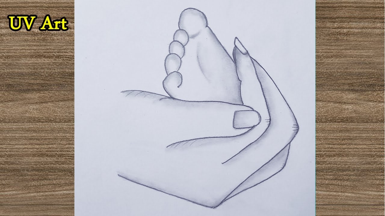 Pencil Drawing of a baby leg in her mother hands / Mother's day drawing ...