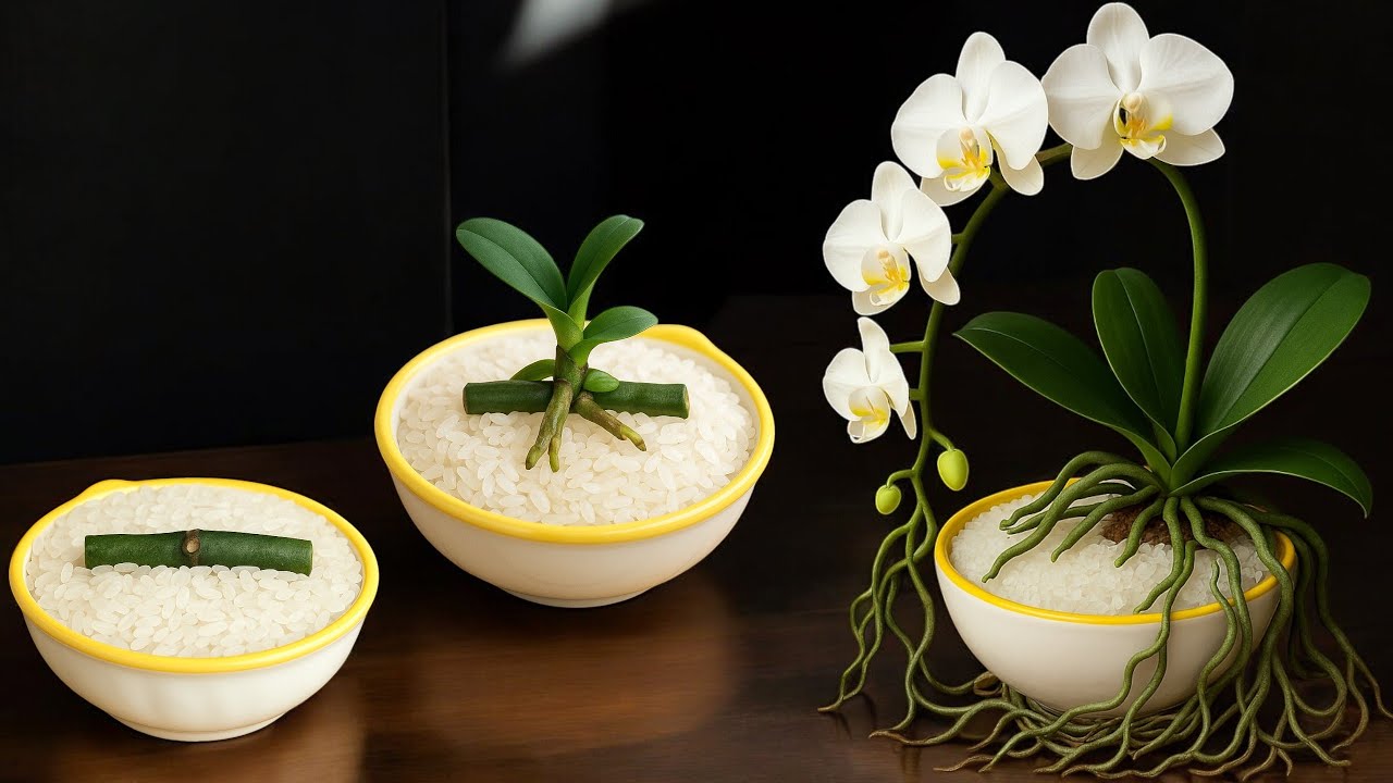 Just Rice! Orchids grow amazingly overnight and bloom forever. - YouTube