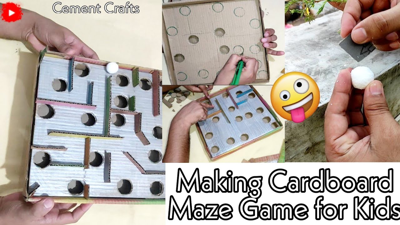 Making Cardboard Maze Game for Kids | गत्ते के खिलौने | Cement Crafts ...