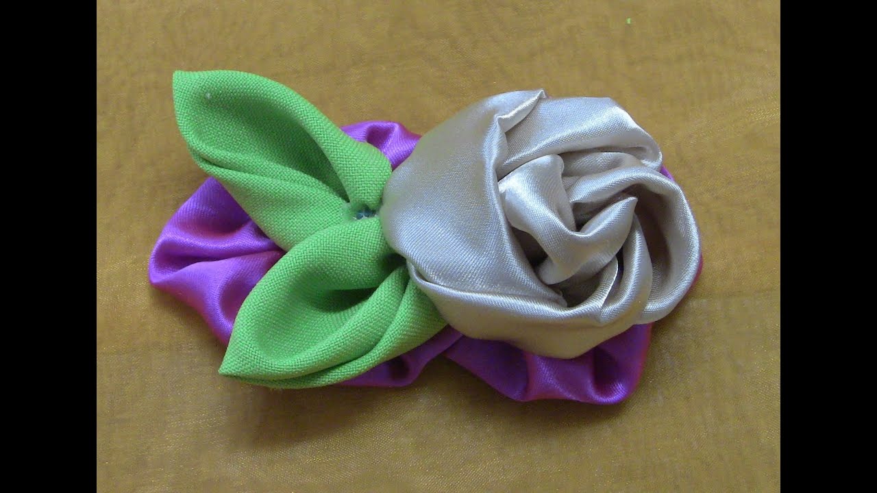HOW TO MAKE ROLLED RIBBON ROSES- fabric flowers-Rosa de Fuxico Passo a ...