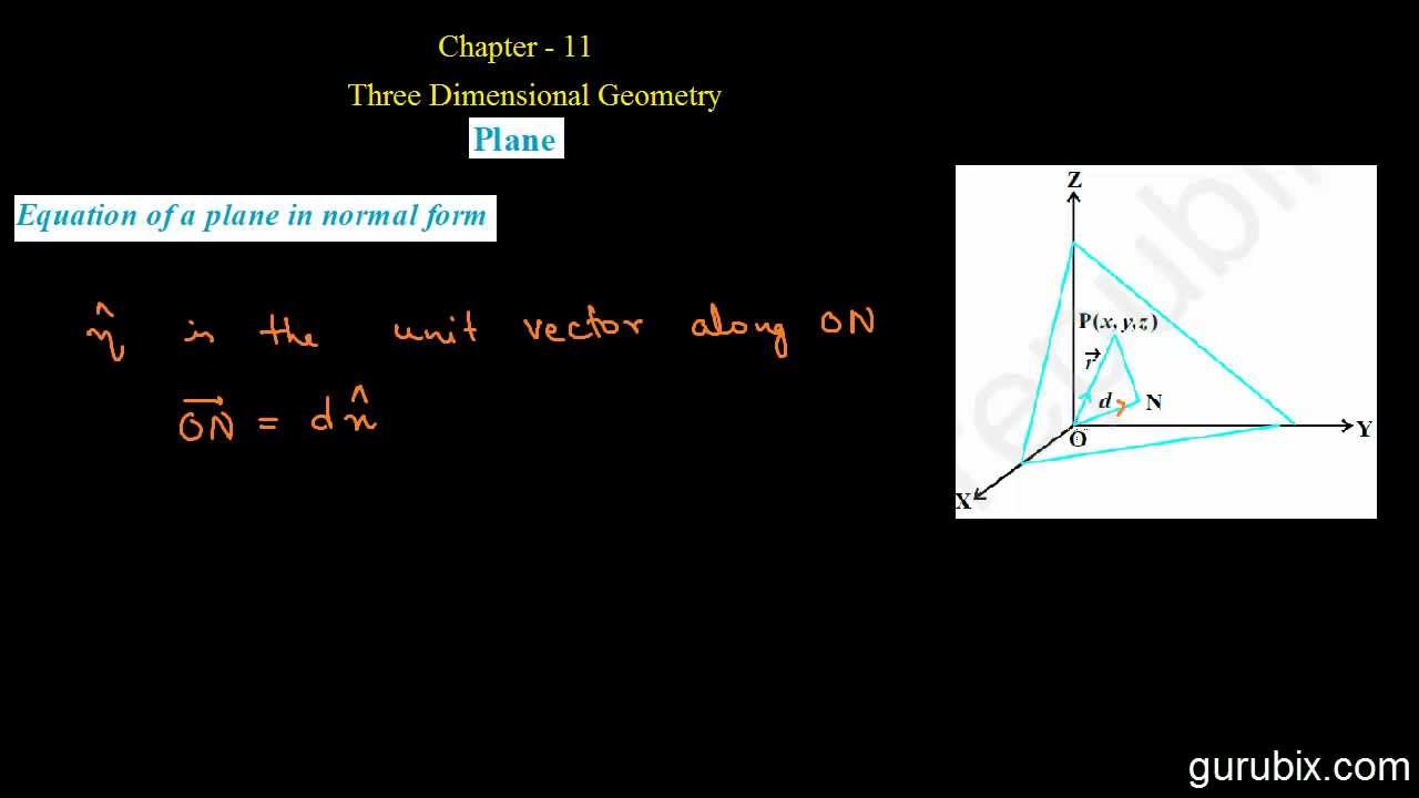 Hindi : Equation of Plane in Normal Form (Vector Form) - Ch 11 - CBSE ...