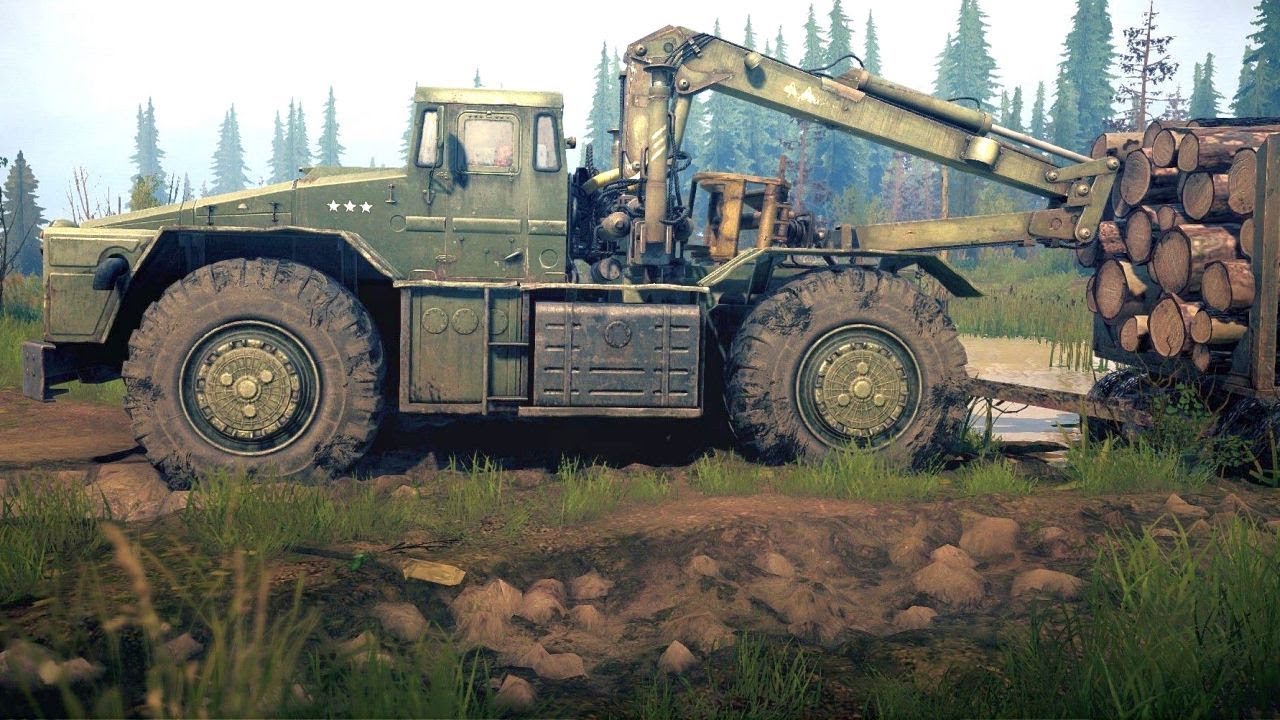 Spintires MudRunner - D 538 + Trailer Transporting Logs - YouTube
