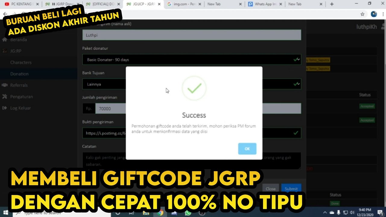 Tutorial Cara Lengkap Membeli GiftCode (Donatur) Di JGRP - YouTube
