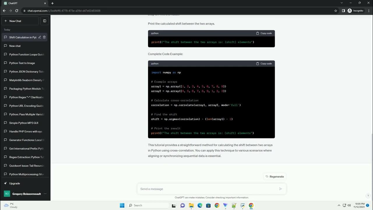 Easy way to calculate the shift between two arrays Python - YouTube