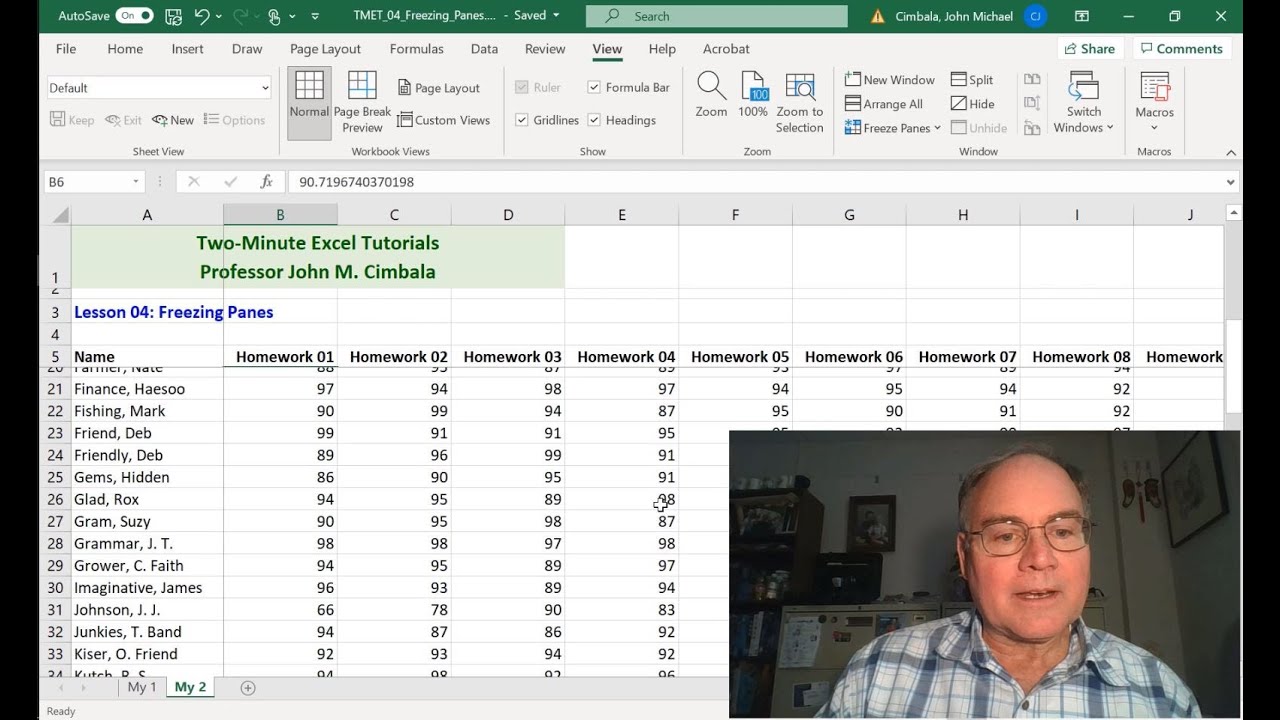 Excel Tutorial 04 Freezing Panes YouTube Excel Tutorial 04 Freezing Panes YouTube