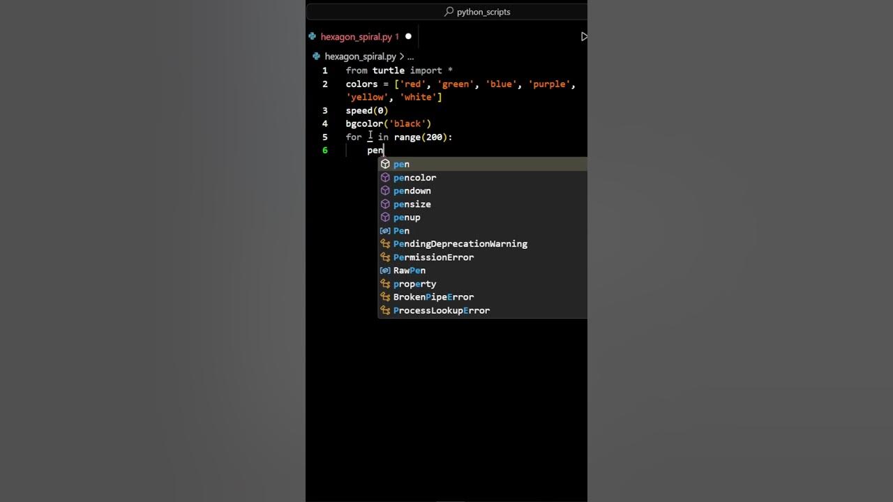 Draw A Hexagon Spiral Using Python Coding Programming Python Youtube 1472