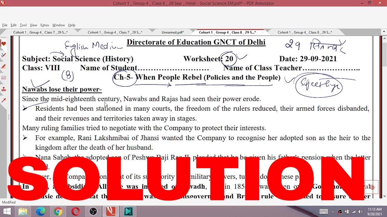 Class 8 Social science 29/09/21 sst Worksheet 20 Englishmedium ...