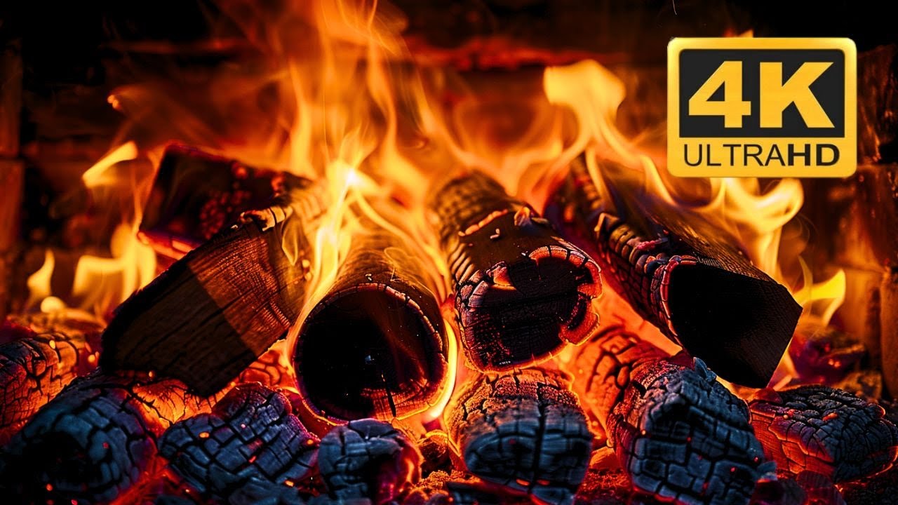 🔥 Fireplace 4K UHD! Fireplace with Crackling Fire Sounds. Fireplace ...