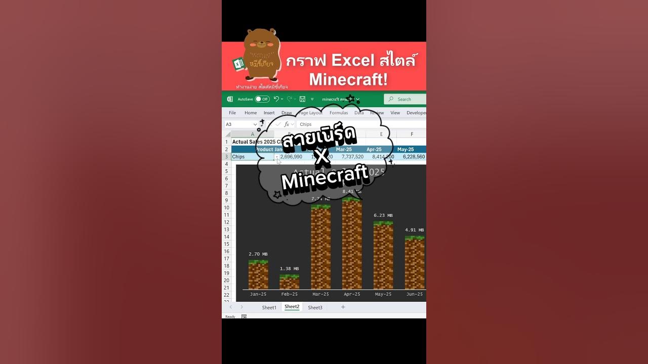 กราฟExcel แนว Pixel ดูเท่ๆ😎 สำหรับแฟนคลับ Minecraft 👾🎮 #excel # ...