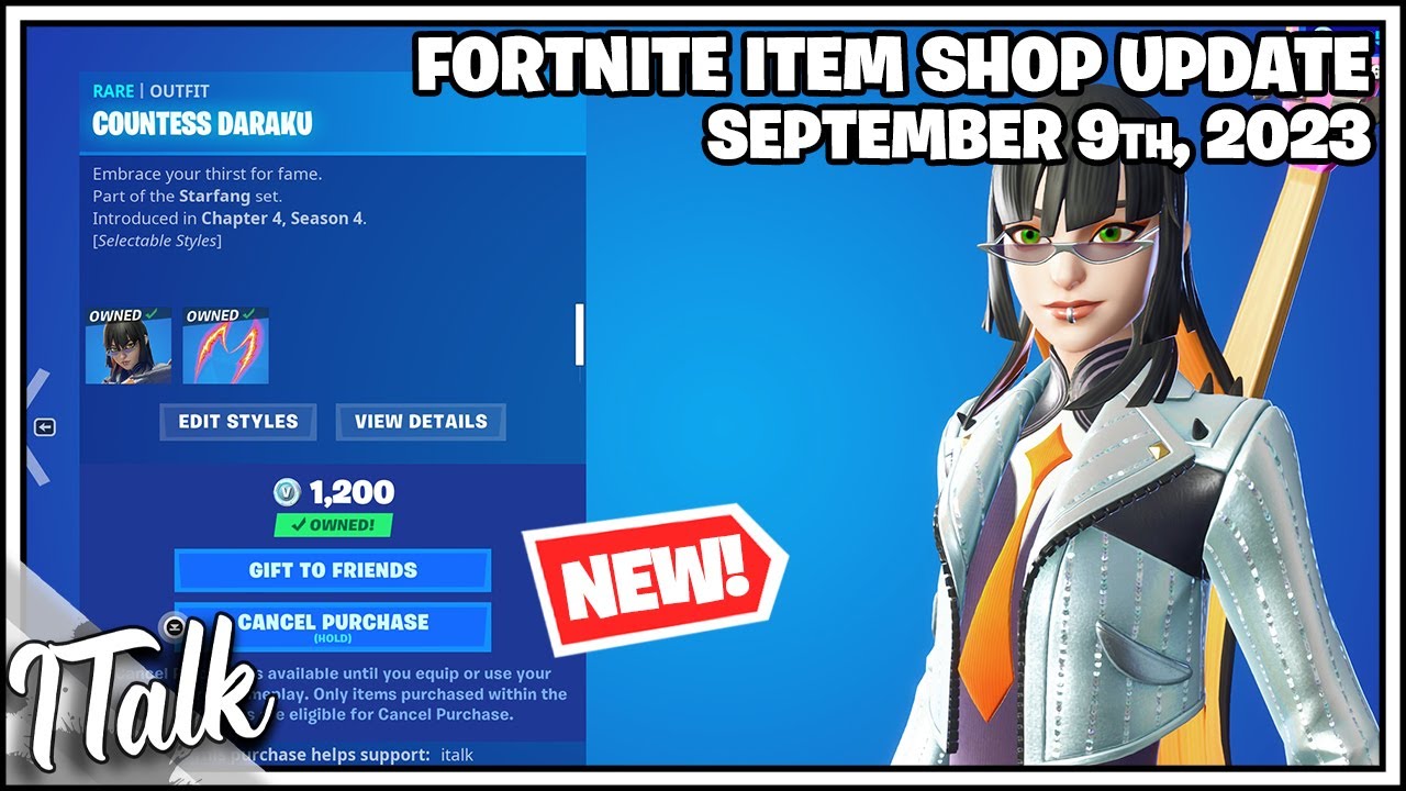 Fortnite Item Shop *NEW* COUNTESS DARAKU SKIN! [September 9th, 2023 ...