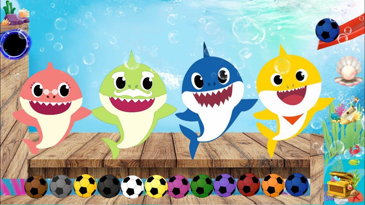 Teaching colors for children a song in English with Baby Shark and ...