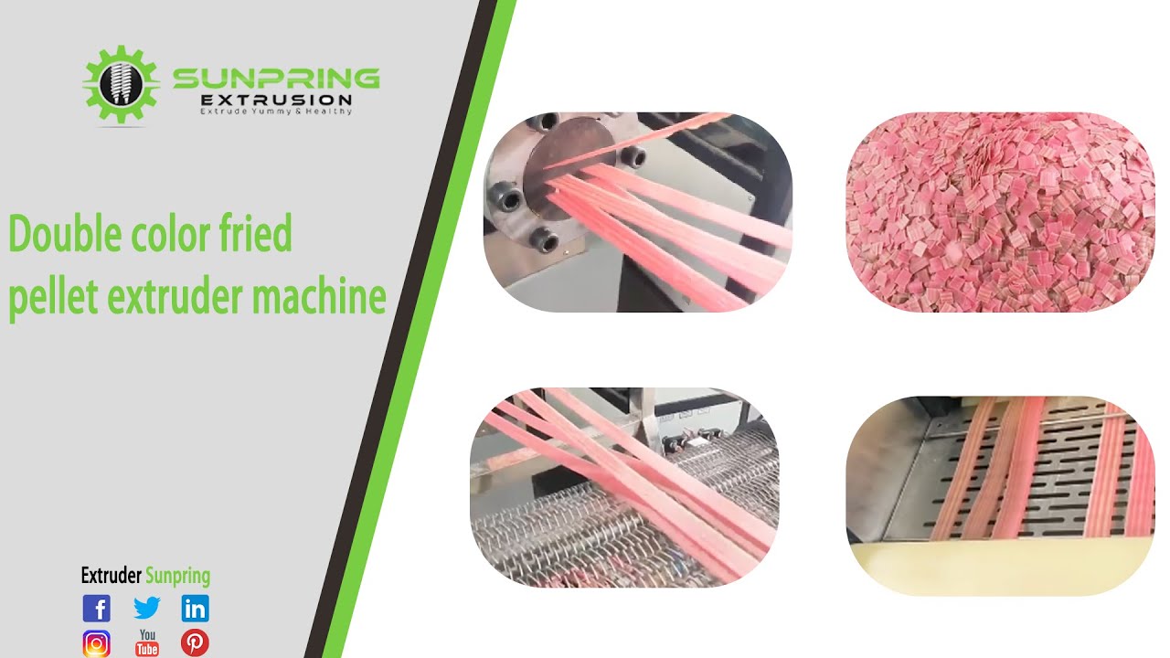 Double color fried pellet extruder machine/Bicolor frying pellet making ...