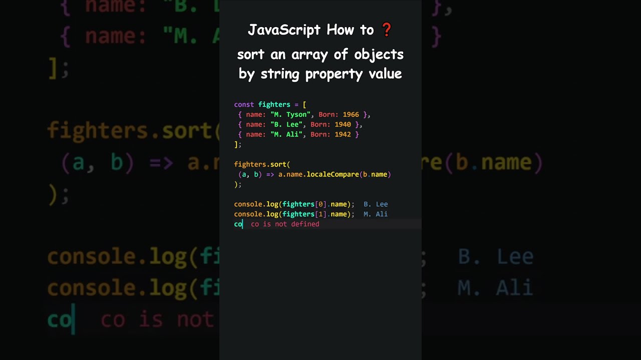 JavaScript How To Sort An Array Of Objects By String Property Value JavaScript How To Sort An Array Of Objects By String Property Value