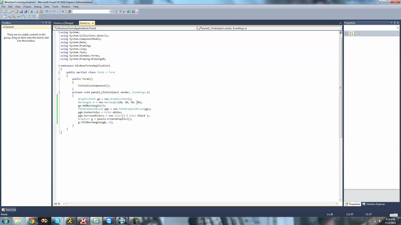 C# Beginners Tutorial - 127 - PathGradientBrush pt 2 - YouTube