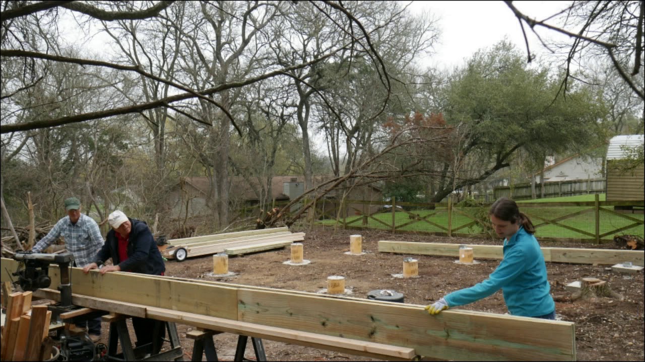 Timber Frame Cabin - Beam Joinery and Beginning Floor - YouTube