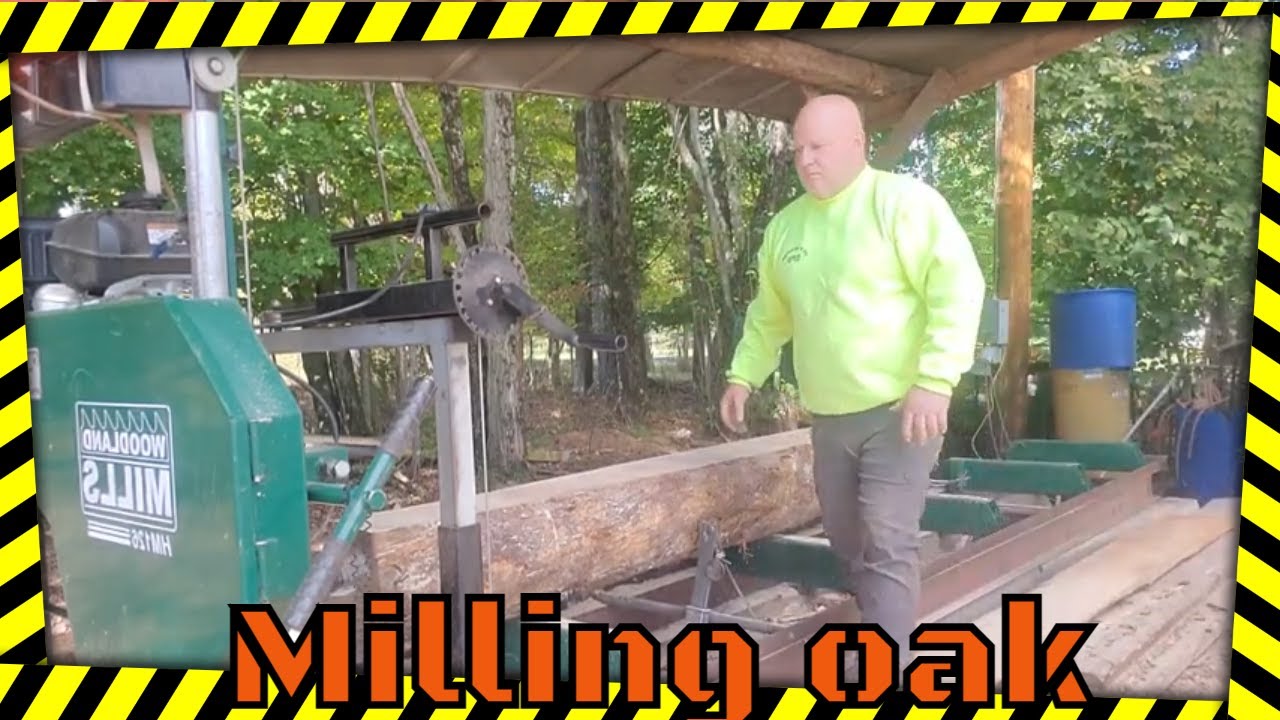 Milling oak tree log on the Sawmill - YouTube