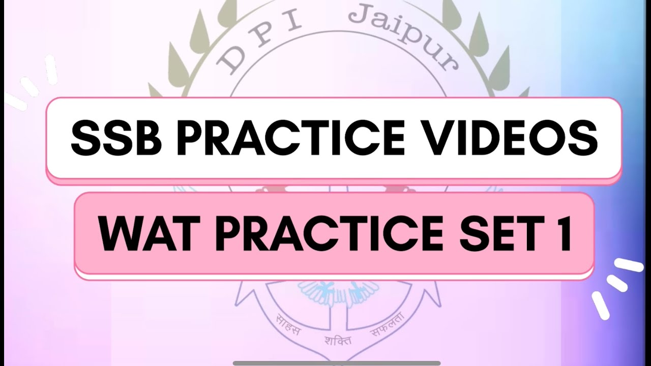 SSB Practice Videos: WAT Practice Set 1 : Important for Recommendation ...