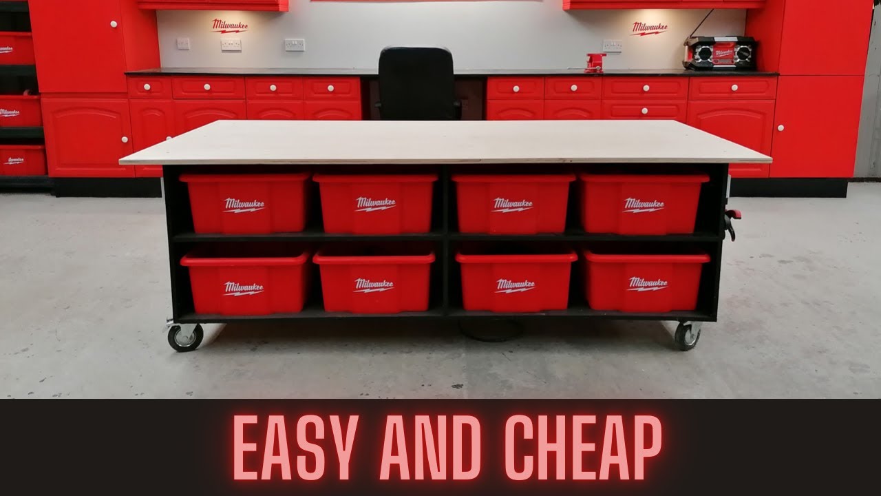 DIY Workbench /Assembly Table /Milwaukee /workshop storage - YouTube