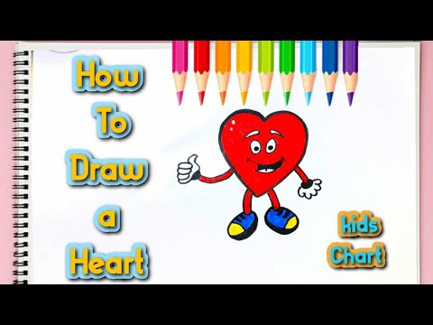 How to draw a Cartoon Heart for kids step by step | Heart drawing ...