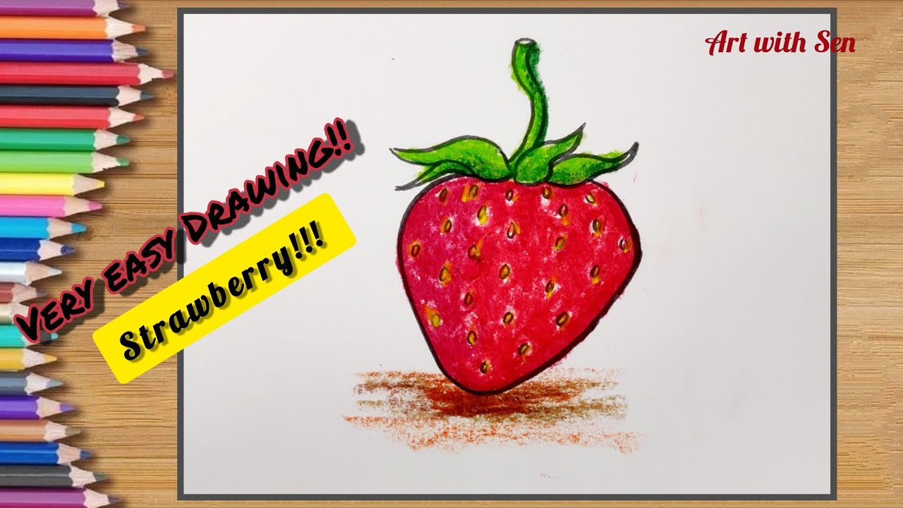 How to Draw & Color a Strawberry with Oil Pastels | Easy Drawing ...