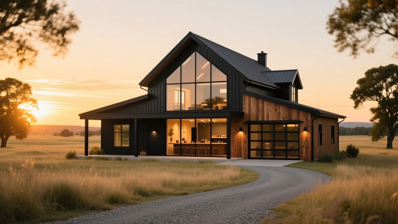 Modern Barndominium with Stunning Glass Front | Luxury Barndo Design ...