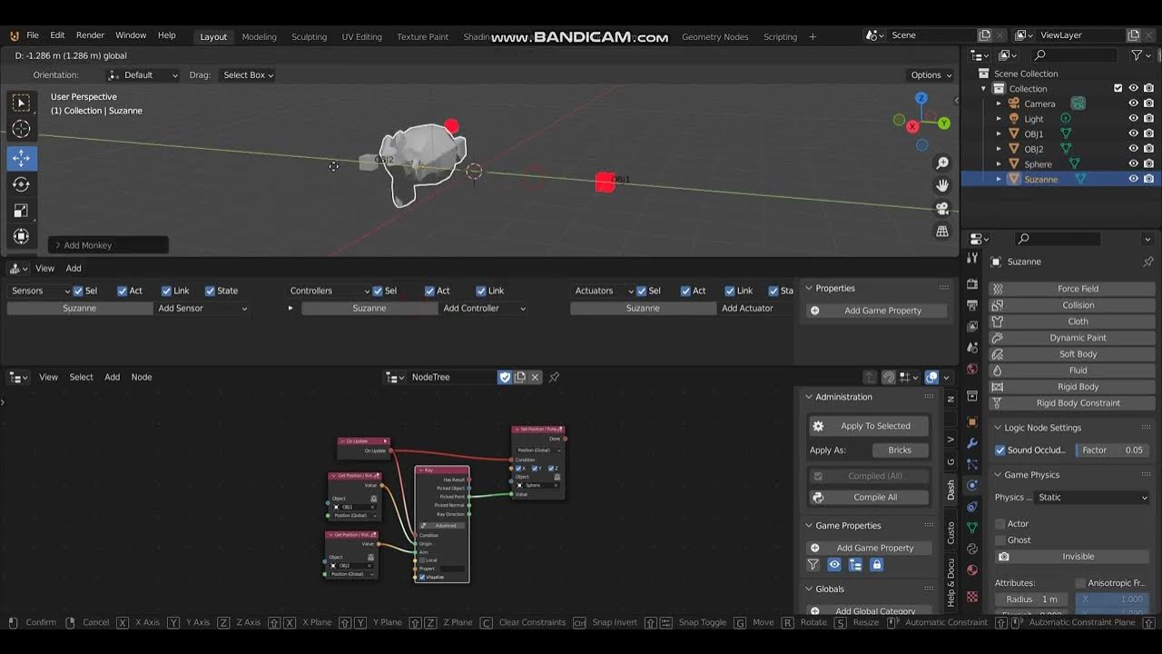 [UPBGE 3.0]Logic Node Editor (Ray for Distance Value) - YouTube