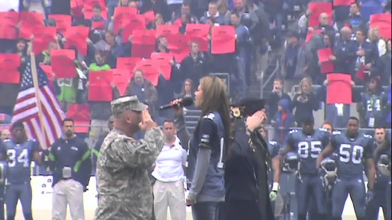 Angie Johnson Sings National Anthem at Seattle Seahawks vs. Baltimore ...