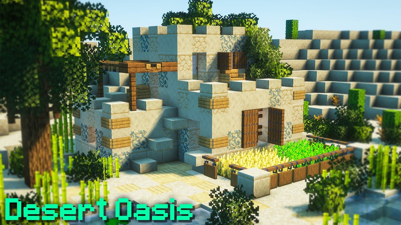 Desert Oasis Starter Base - Minecraft Tutorial - YouTube