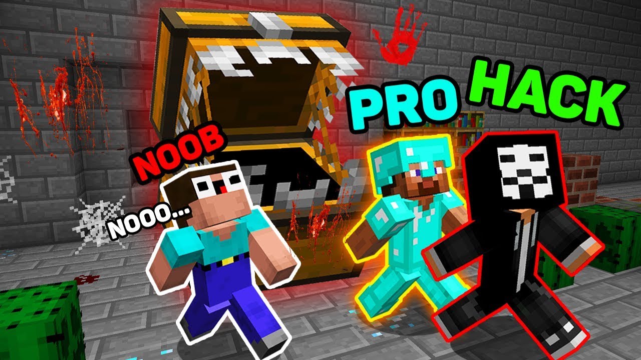 Minecraft - NOOB vs PRO vs HACKER - SCARY CHEST KILLER! Challenge ...