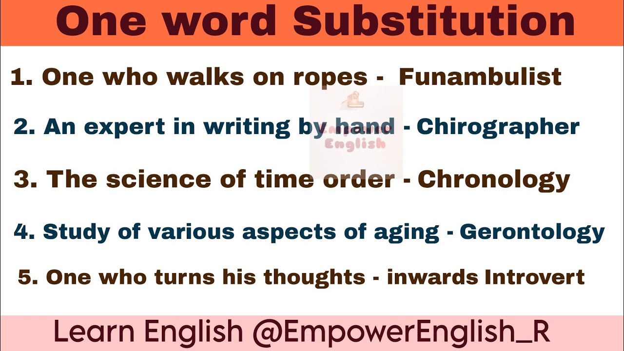One word Substitution. English learning. Important English lessons for ...