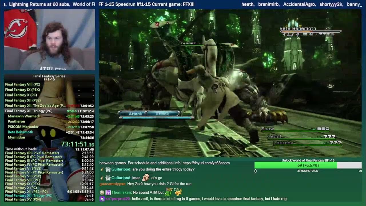 Final Fantasy 1-15 Speedrun Day 8, Part 1 (FF13) - YouTube