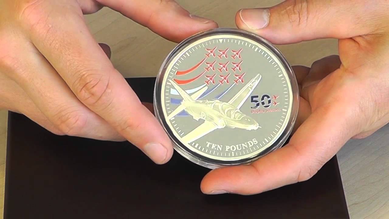 The RAF Red Arrows 50th Display Season 5oz Silver Commemorative Coin ...