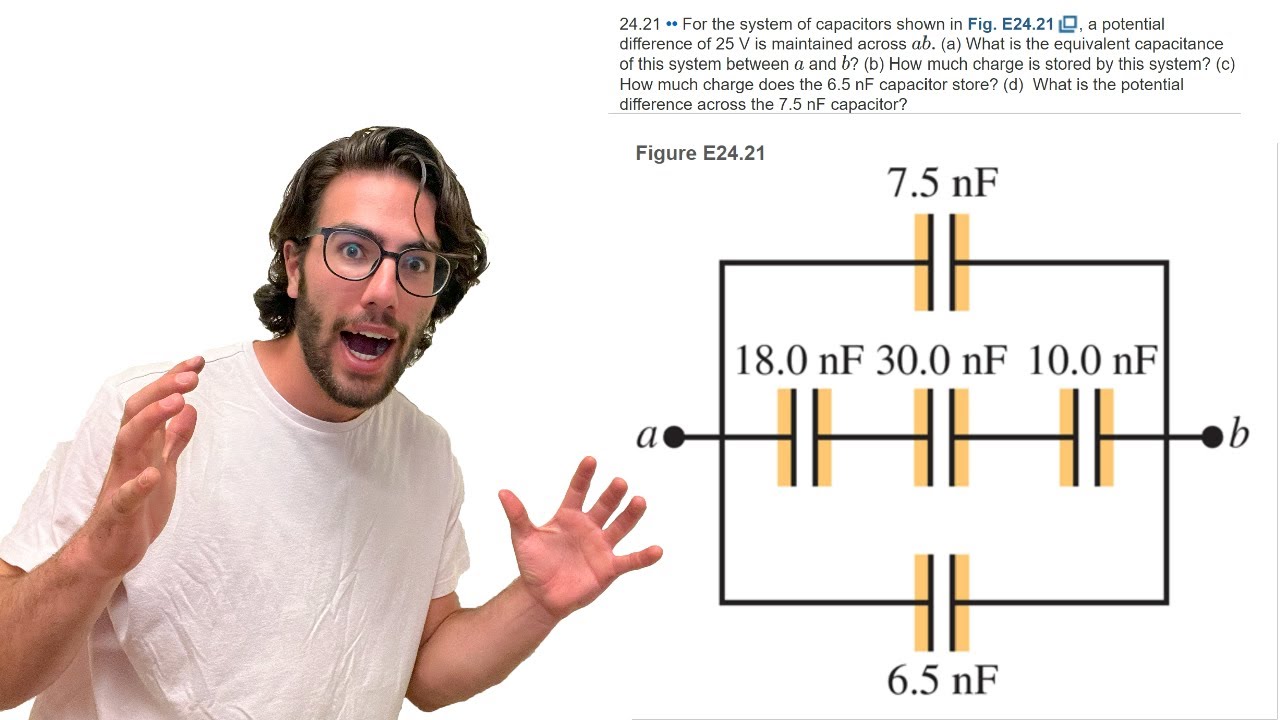 For the system of capacitors shown in Fig. E24.21, a potential ...