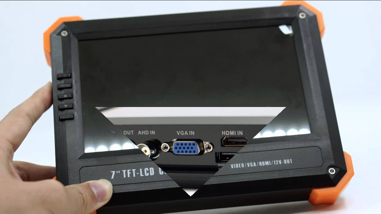 7" HD 1080P AHD camera tester VGA HDMI input 12V2A output - YouTube