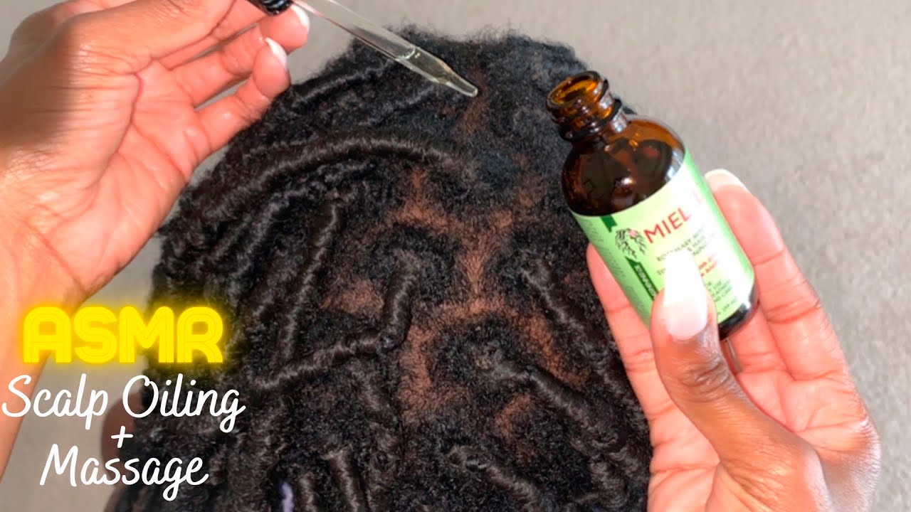 ASMR Oiling Between Old Faux Locs + Scalp Massage | Gum Chewing - YouTube