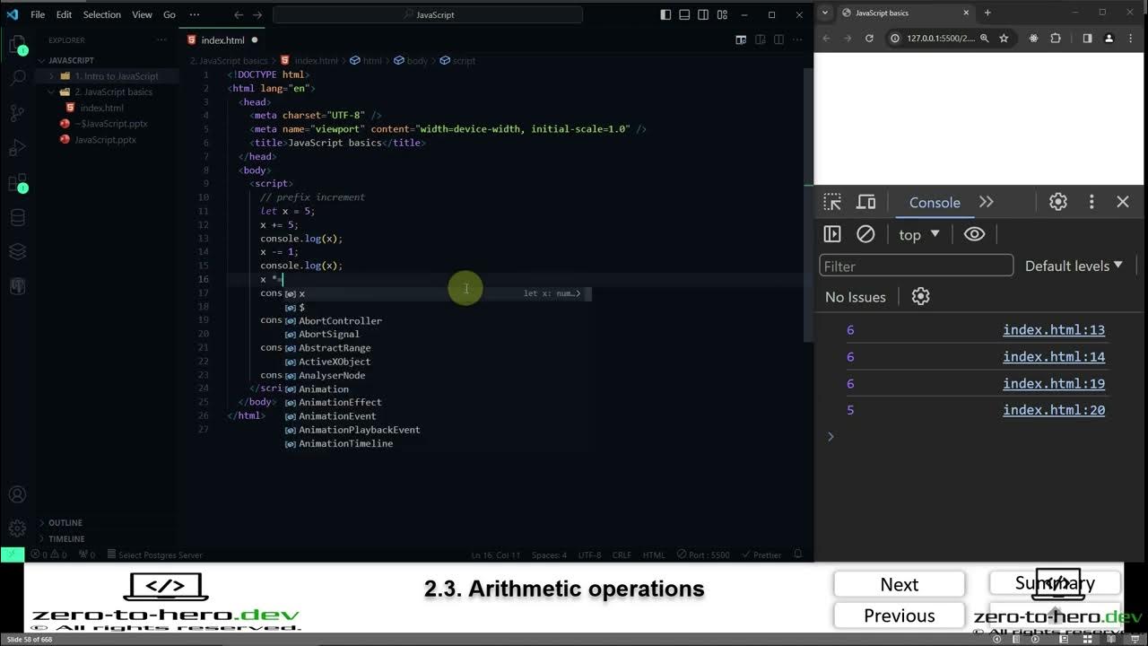 part 5 JS 2 3 Arithmetic operations - YouTube