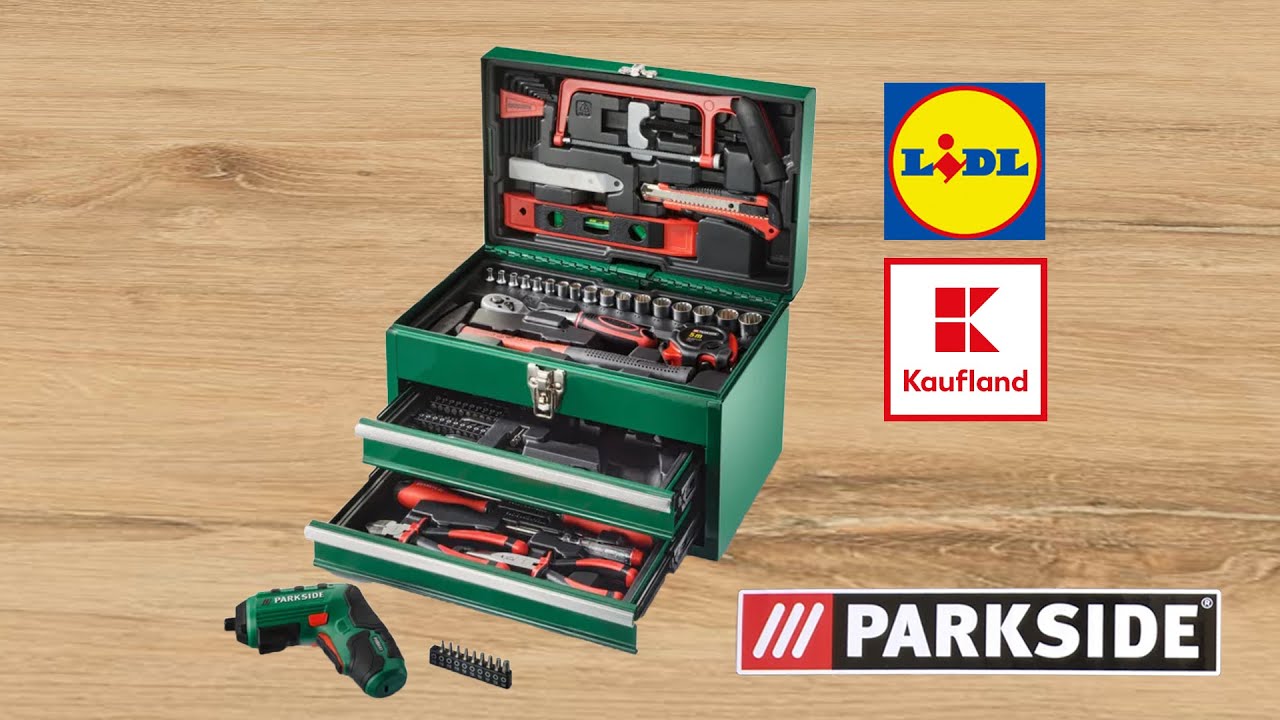 PARKSIDE Werkzeugkoffer mit Akkuschrauber 92-teilig 59.99 Euro. - YouTube