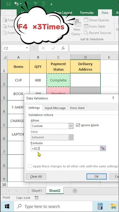 Excel Tutorial: Restrict Data Entry if Previous Cell is Pending #excel #dataentry #mexcel - YouTube