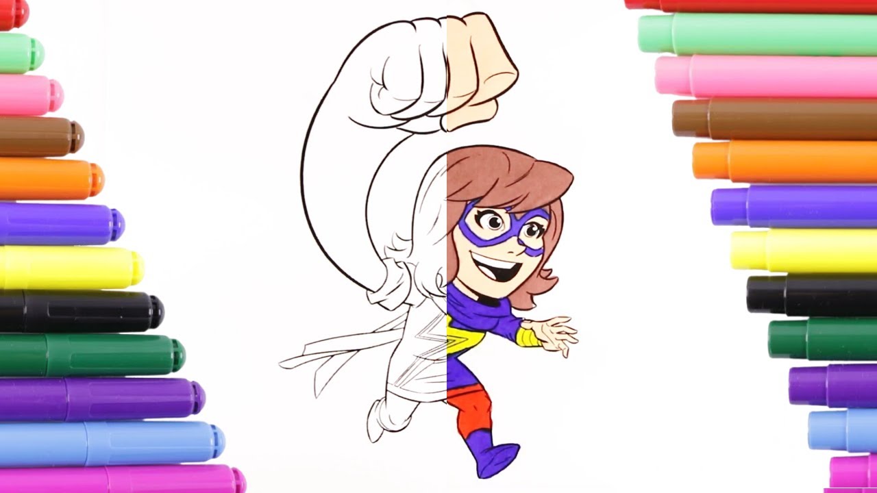 Ms Marvel Cartoon Coloring Page for Kids, Coloring Book - YouTube