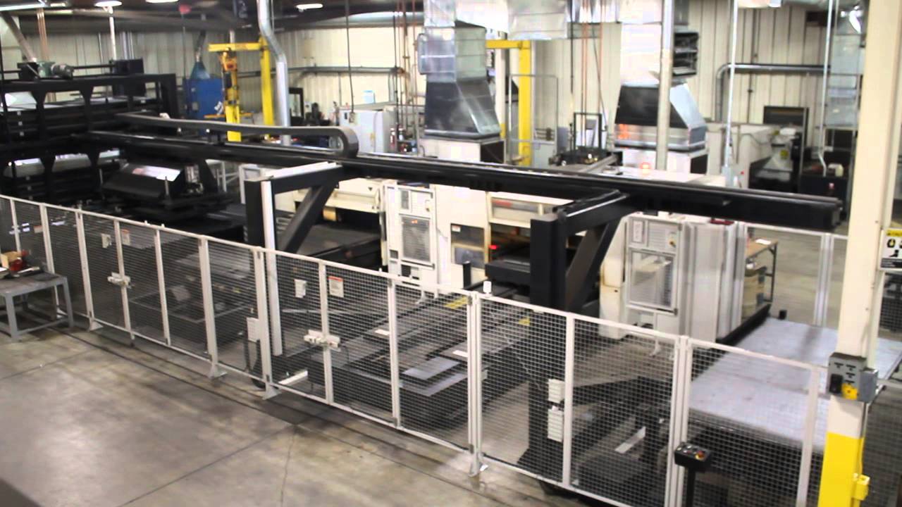 Mazak 4000 watt lasers in FMS cell - YouTube
