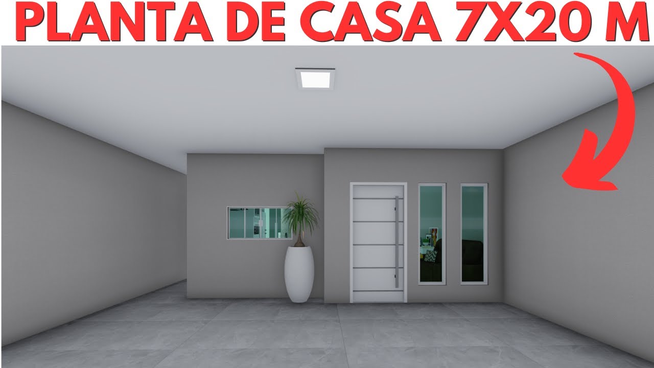 PLANTA DE CASA 7X20 METROS COM 02 QUARTOS! - YouTube
